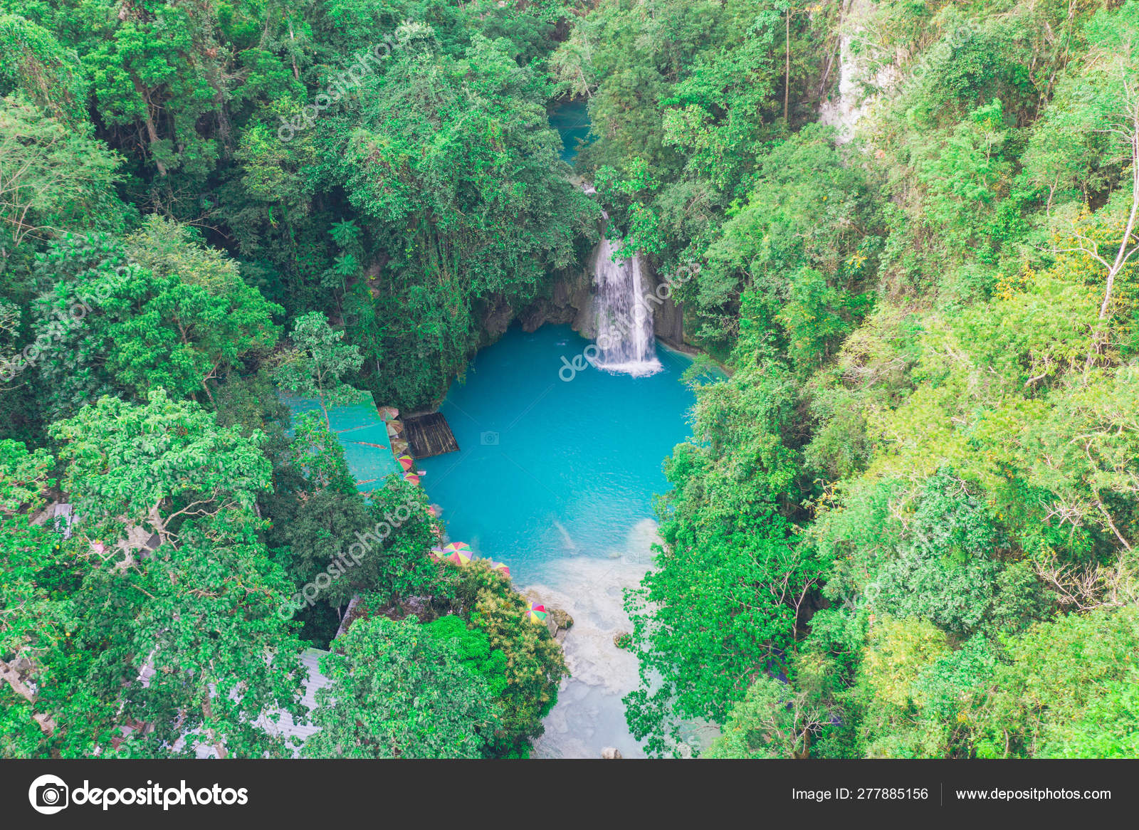 The azure Kawasan waterfall in cebu. The maining attraction on t Stock ...