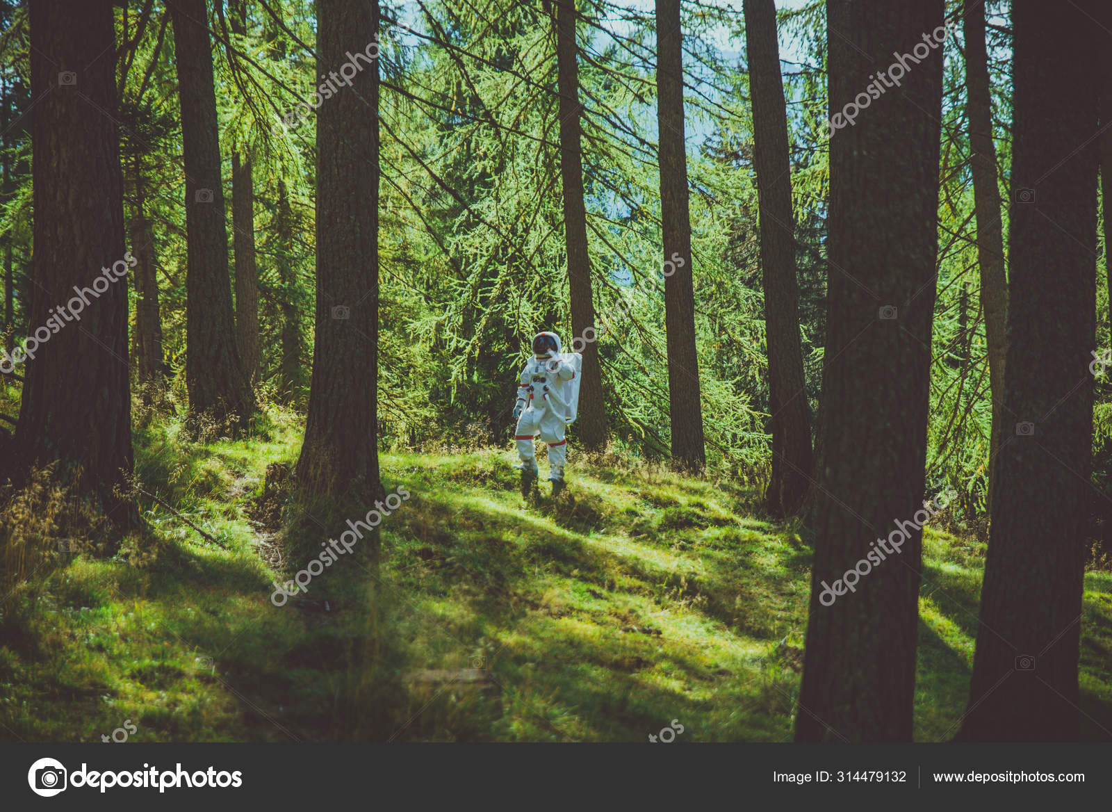 Astronaut exploring a new planet. Searching for a new home for h Stock ...