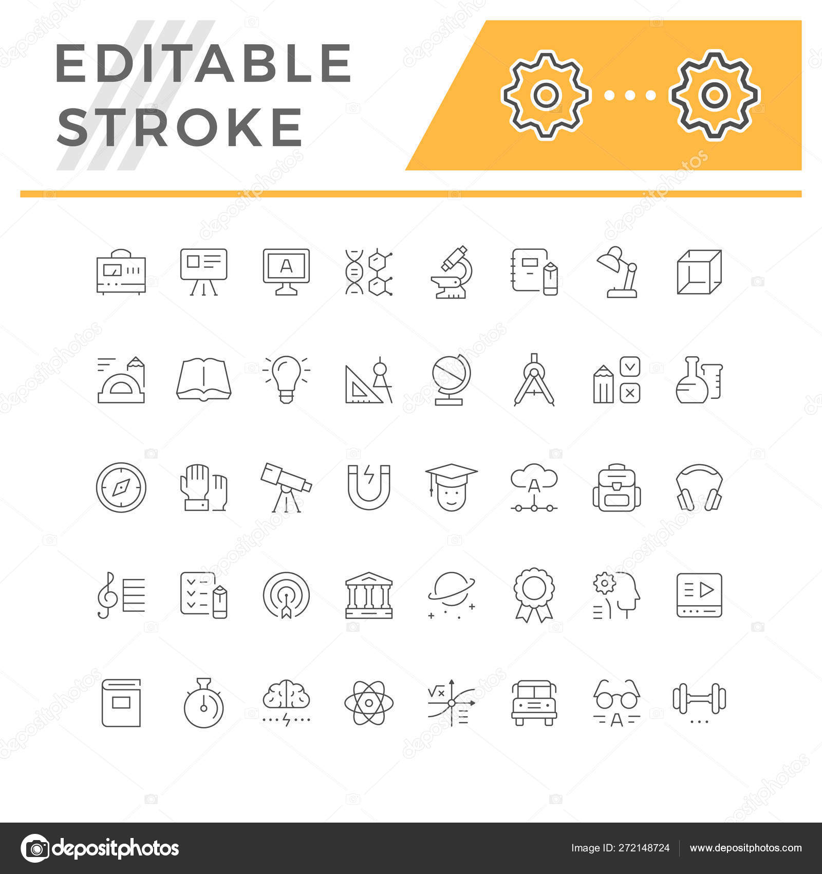 Set editable stroke line icons of education Stock Vector Image by ...