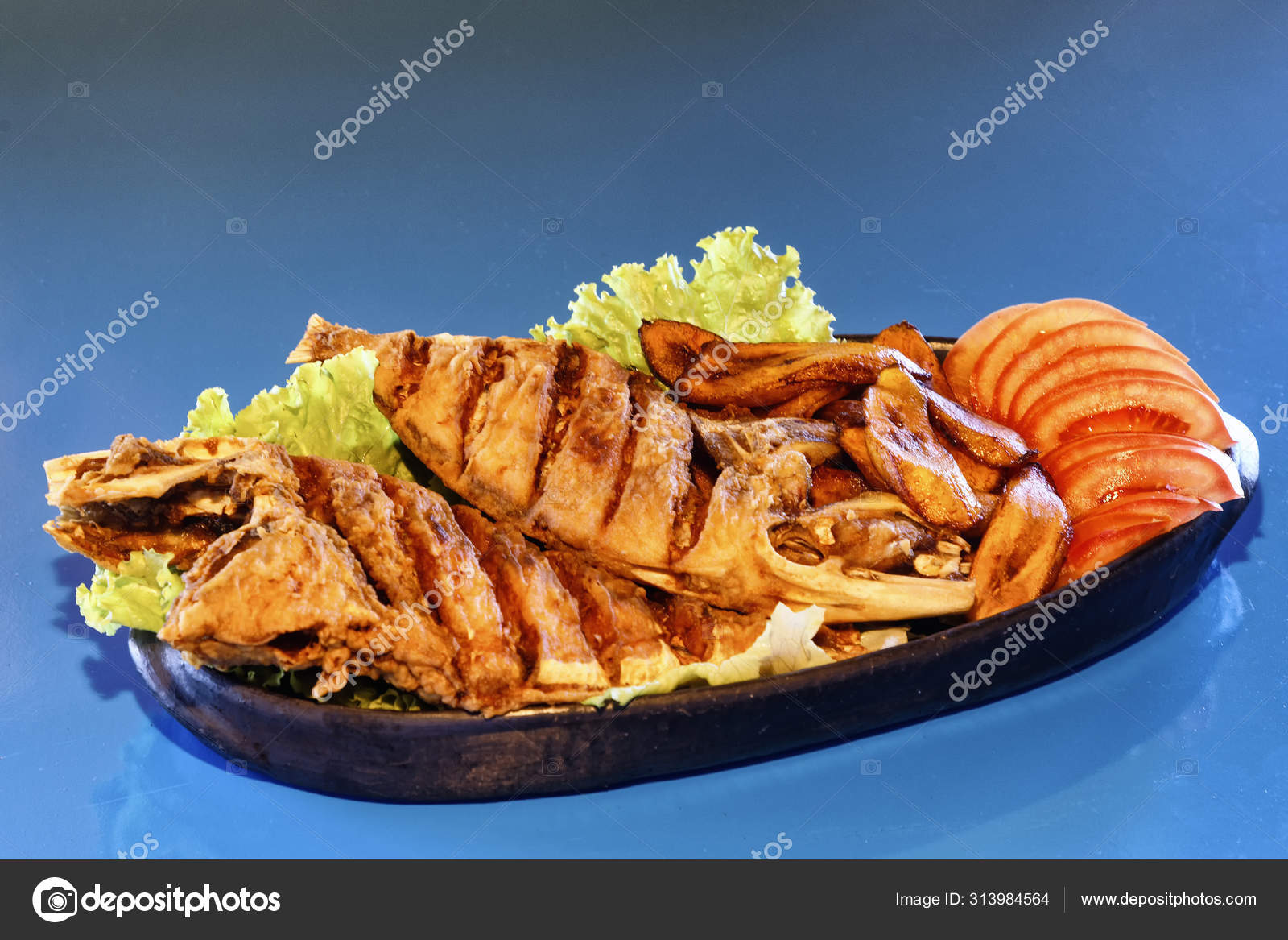 Pero Fried Fish Served Tomato Lemon Rice Farofa Vinaigrette Stock Photo ...