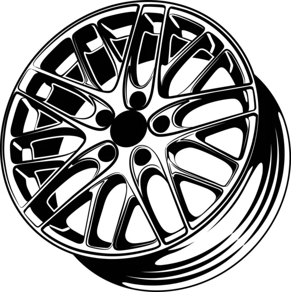 Car Wheel Rim Vector Silhouette Icon Logo Monochrome Color Black Stock ...