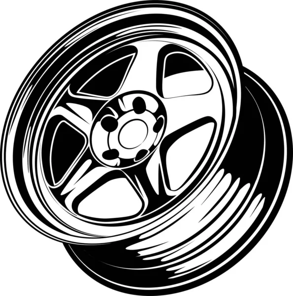 Car Wheel Rim Vector Silhouette Icon Logo Monochrome Color Black Stock ...