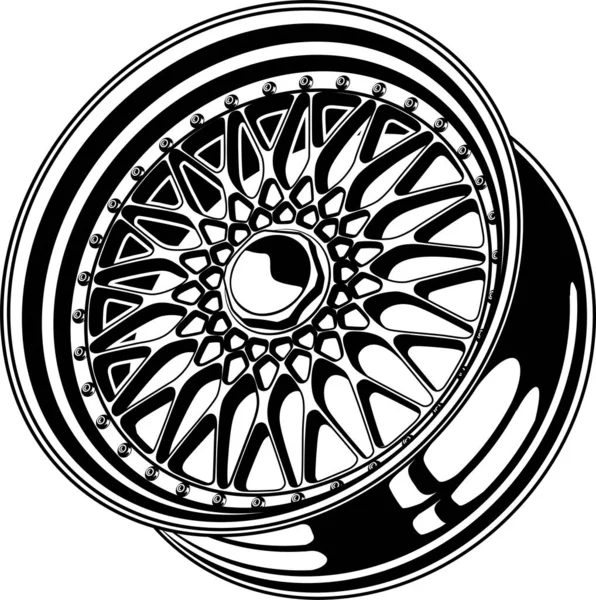 Car Wheel Rim Vector Silhouette Icon Logo Monochrome Color Black Stock ...