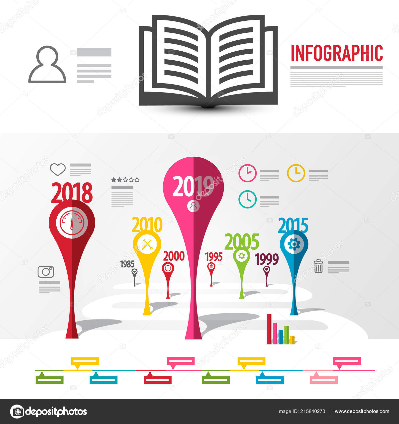 Infographic Vector Design Infographics Elements Book Timeline Stock ...