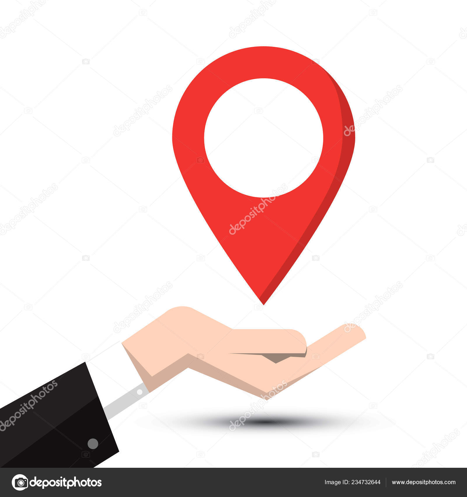 Pin Symbol Vector Pointer Navigation Icon Human Hand Isolated White ...