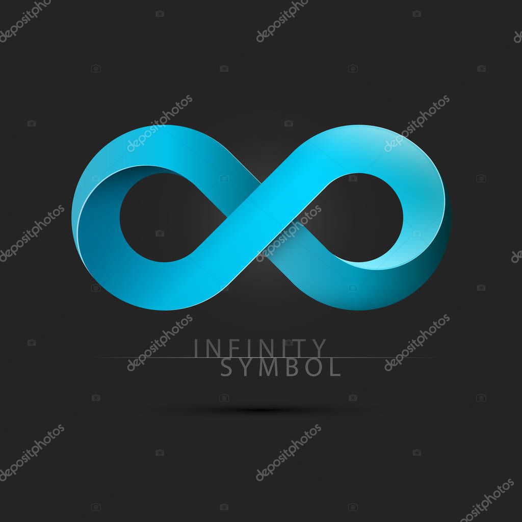 Símbolo infinito azul 3D sobre fondo oscuro. Diseño infinito del ...