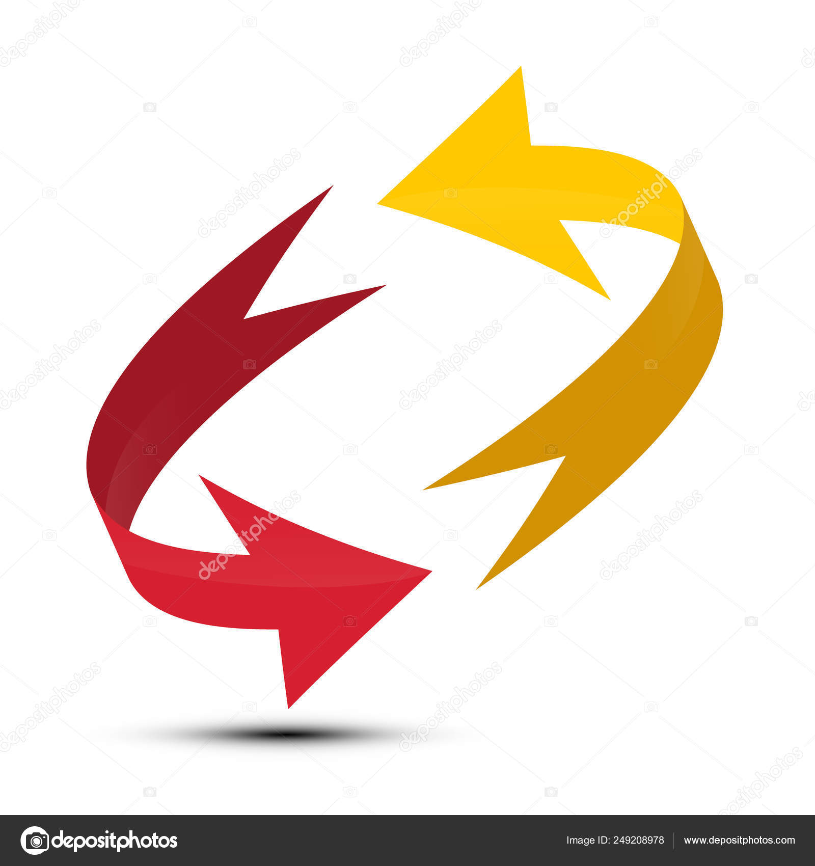 Red and Yellow Arrows Spinning in Circle. Vector Double Arrow Symbol ...