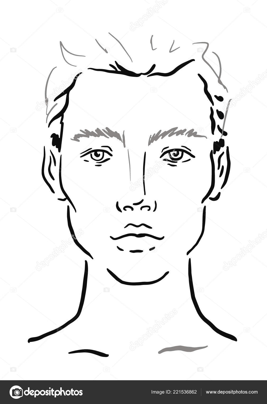 Man Face Chart Makeup Artist Blank Template Vector Illustration Stock