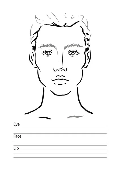 Man Face Chart Makeup Artist Blank Template Vector Illustration Stock