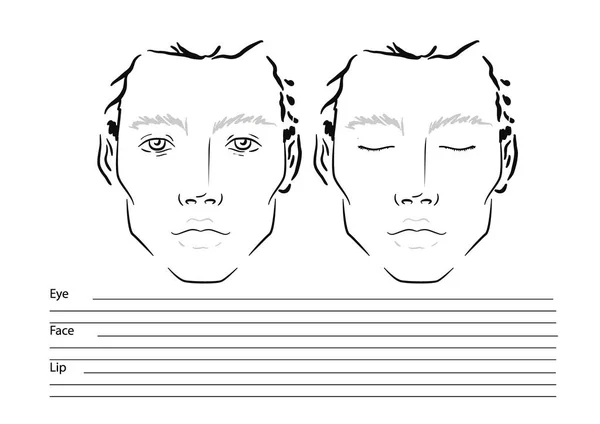 Man Face Chart Makeup Artist Blank Template Vector Illustration Stock ...