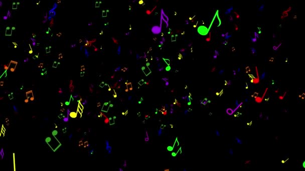 Animated a lot of colorful music notes. Black background — Stock Video ...
