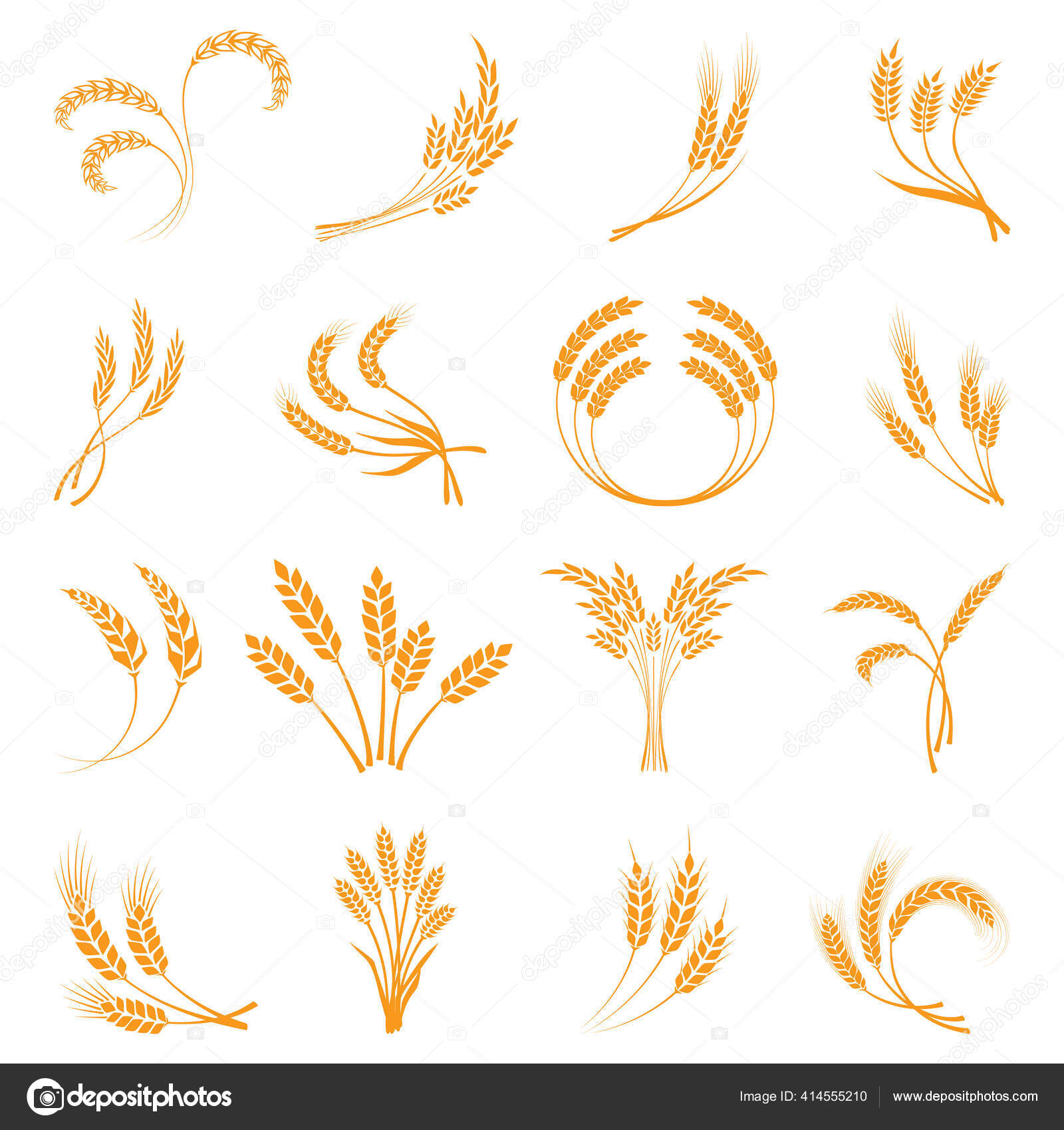 Symbols Logo Design Wheat Agriculture Corn Barley Stalks Organic Plants ...