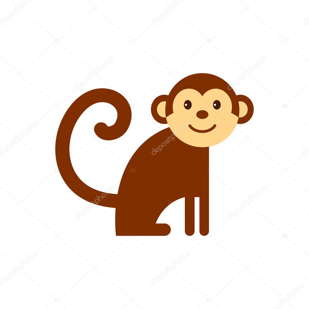 Vettoriale stockCarino Scimmia Seduto Icona Cartone Animato ...