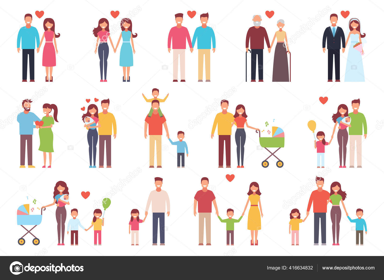 Happy Family Set Design Onwf Mother Daughter Son Husband Wife Stock ...