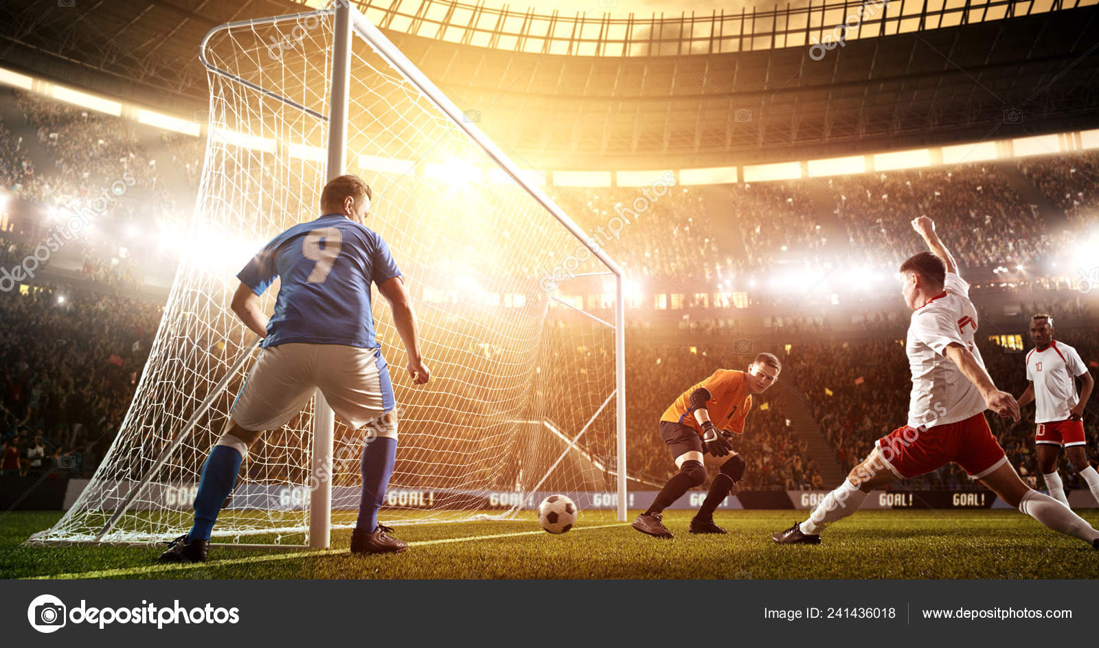 Famous Soccer Players In Action Making A Goal