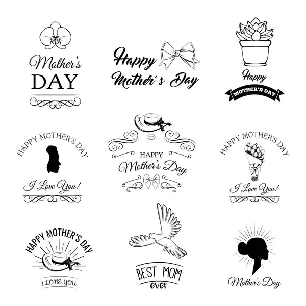 Mother S Day Badges And Labels In Vintage Style Vector Illustration