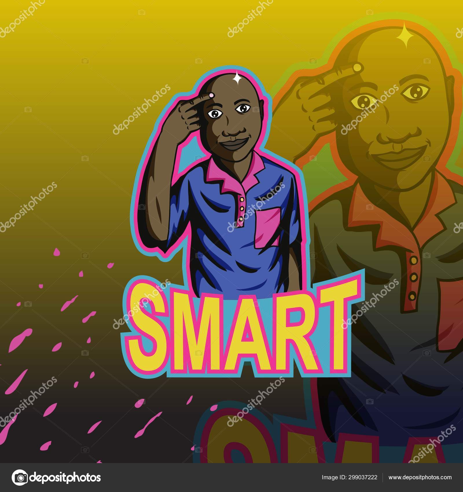 Funny Smart Boy Thinking Sticker Print Logo Stock Vector Image by ...