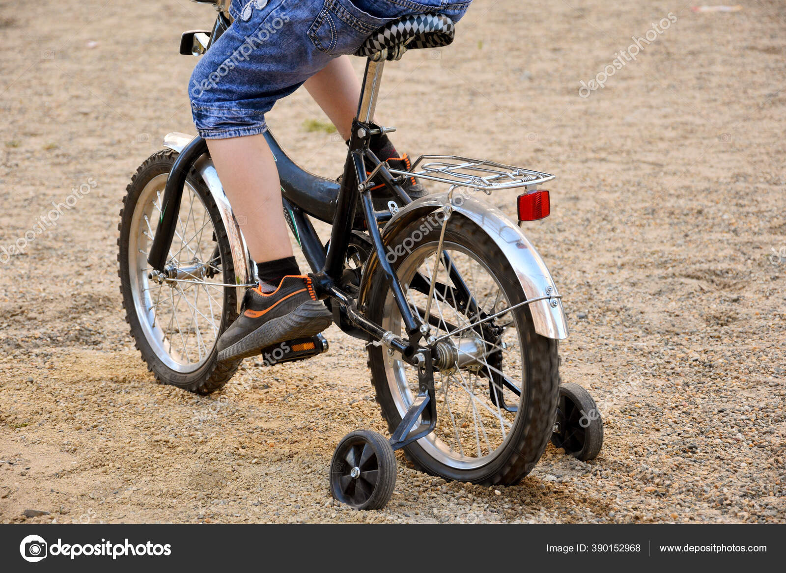 Children's Two Wheeled Bicycle Small Wheels Boy Riding Bicycle — Stock ...