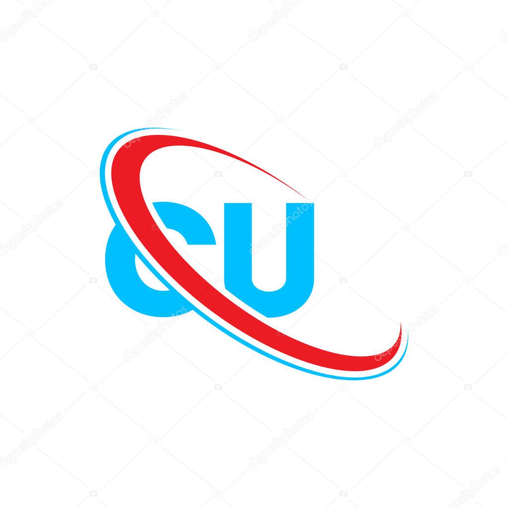 Diseño del logotipo de la letra CU C U. Letra inicial CU círculo ...