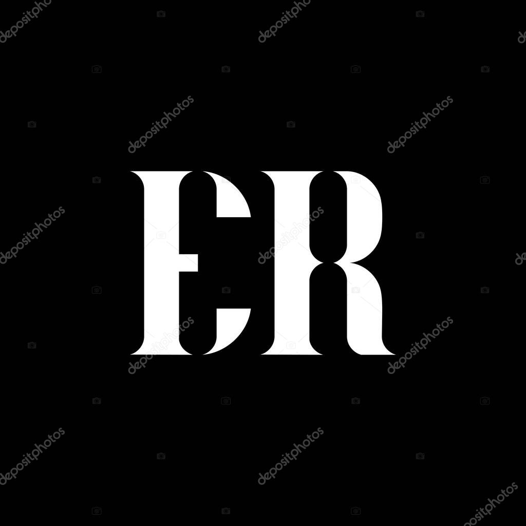 Diseño del logotipo de la letra ER E R. Letra inicial ER en mayúsculas ...