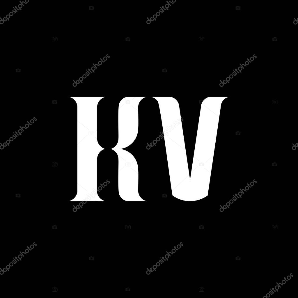 Diseño del logotipo de la letra KV K V. Letra inicial KV en mayúsculas ...