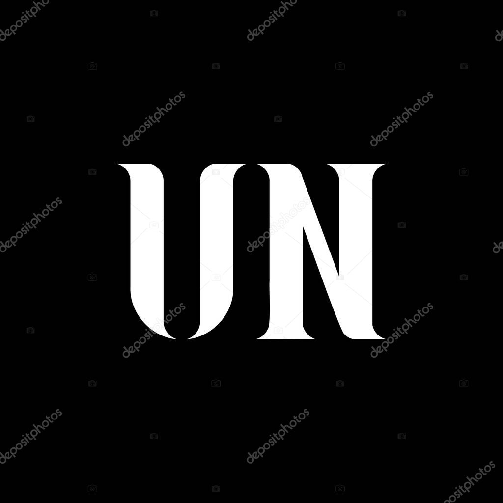 Diseño del logotipo de la letra UN U N. Letra inicial UN círculo ...