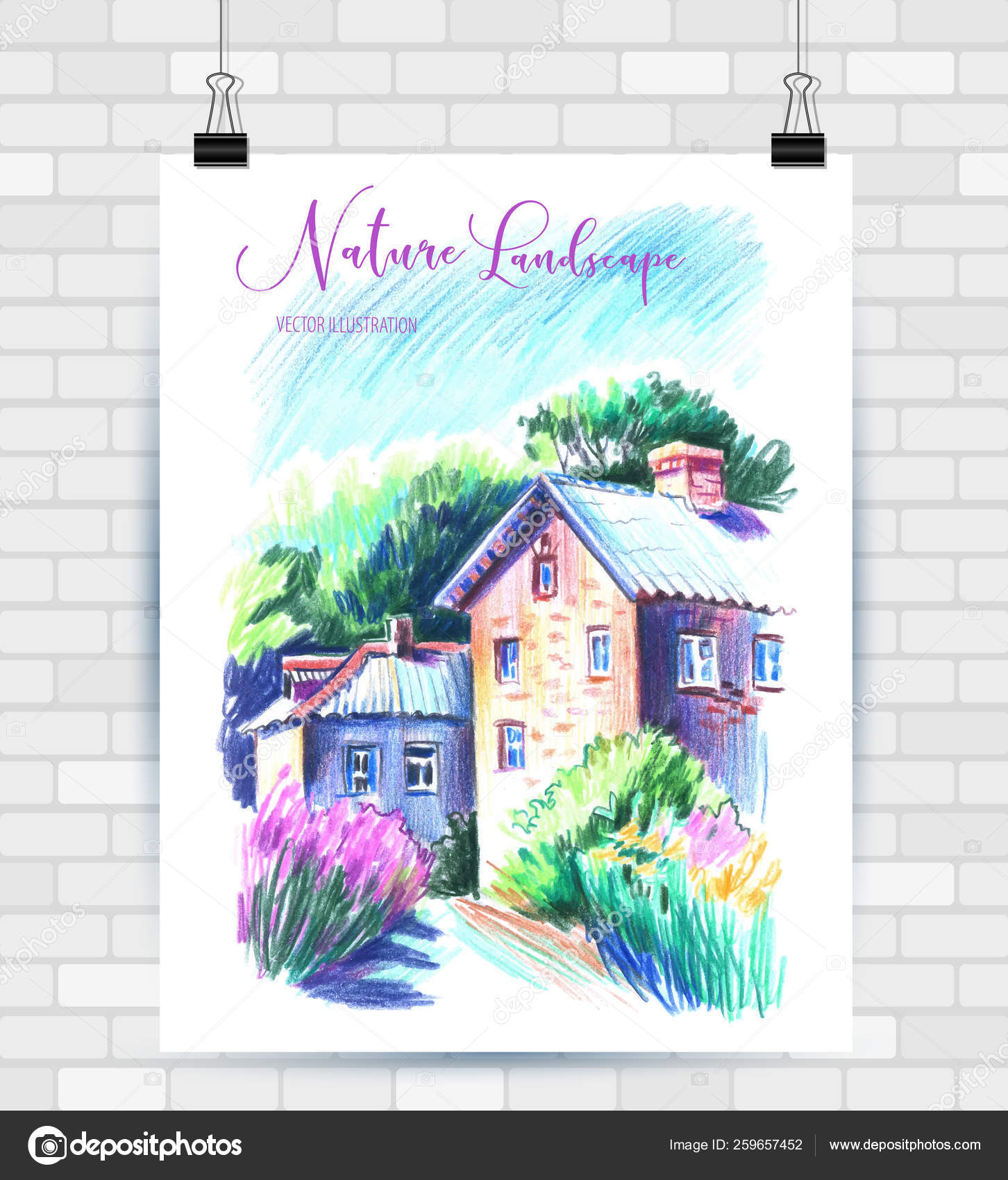 Sketching illustration in vector format. Poster with beautiful ...