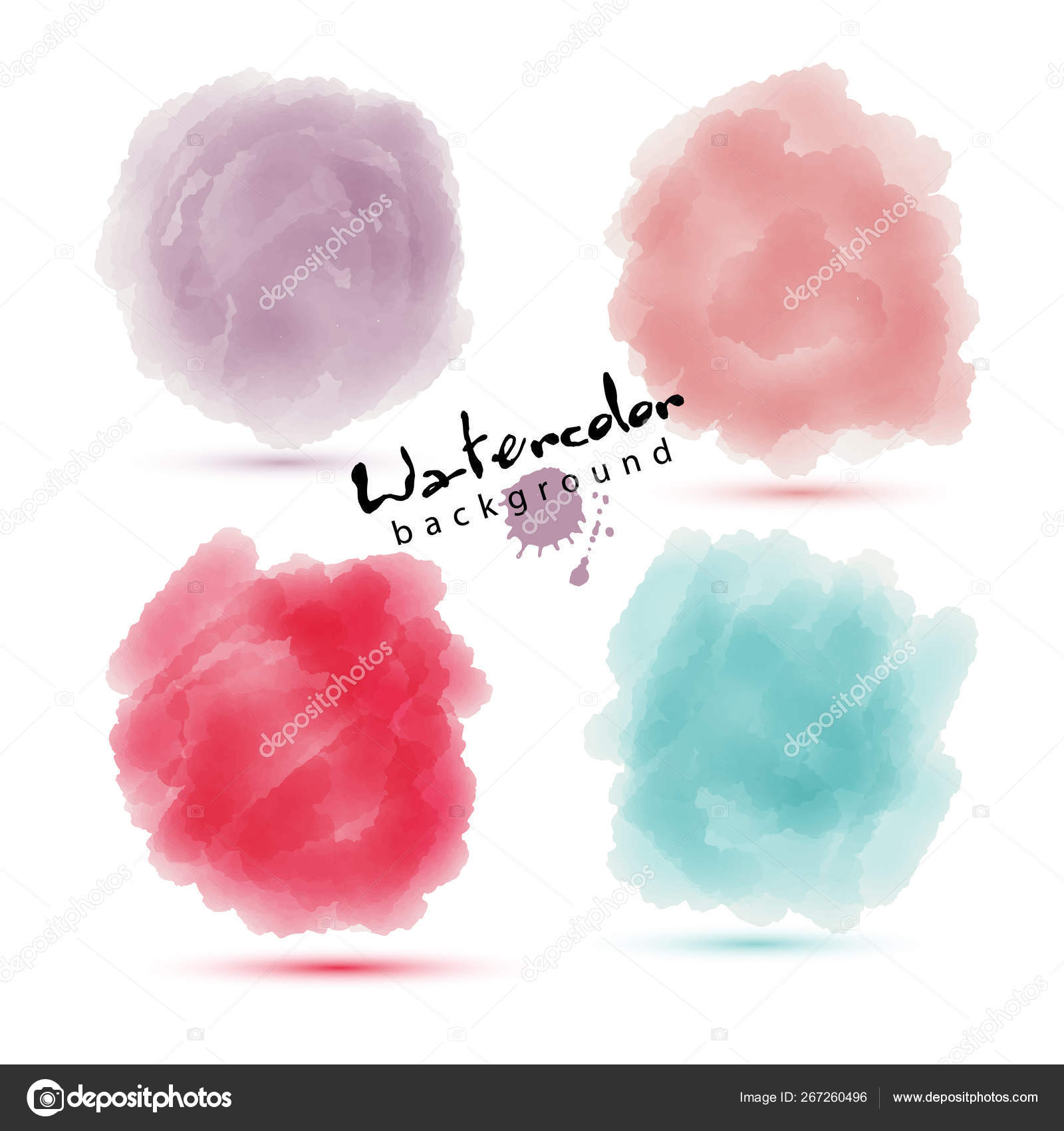 Watercolor soft circle texture. Vector watercoluor circle elements for ...