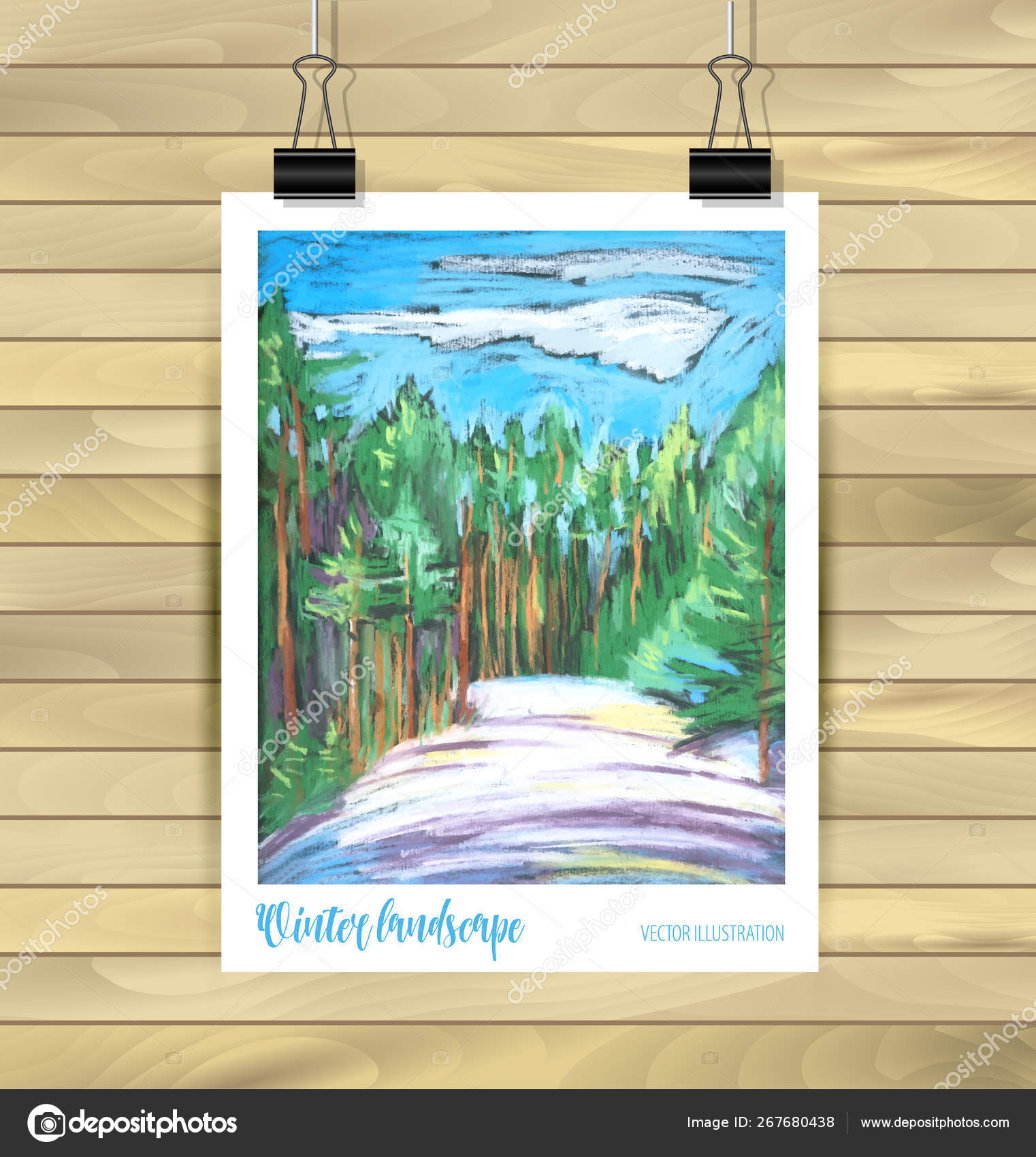 Winter forest sketch. illustration of snowy trees hand drawn winter ...