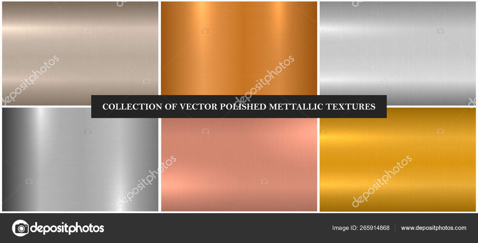 Vector metallic smooth textures. Bright color gradient iron backgrounds ...