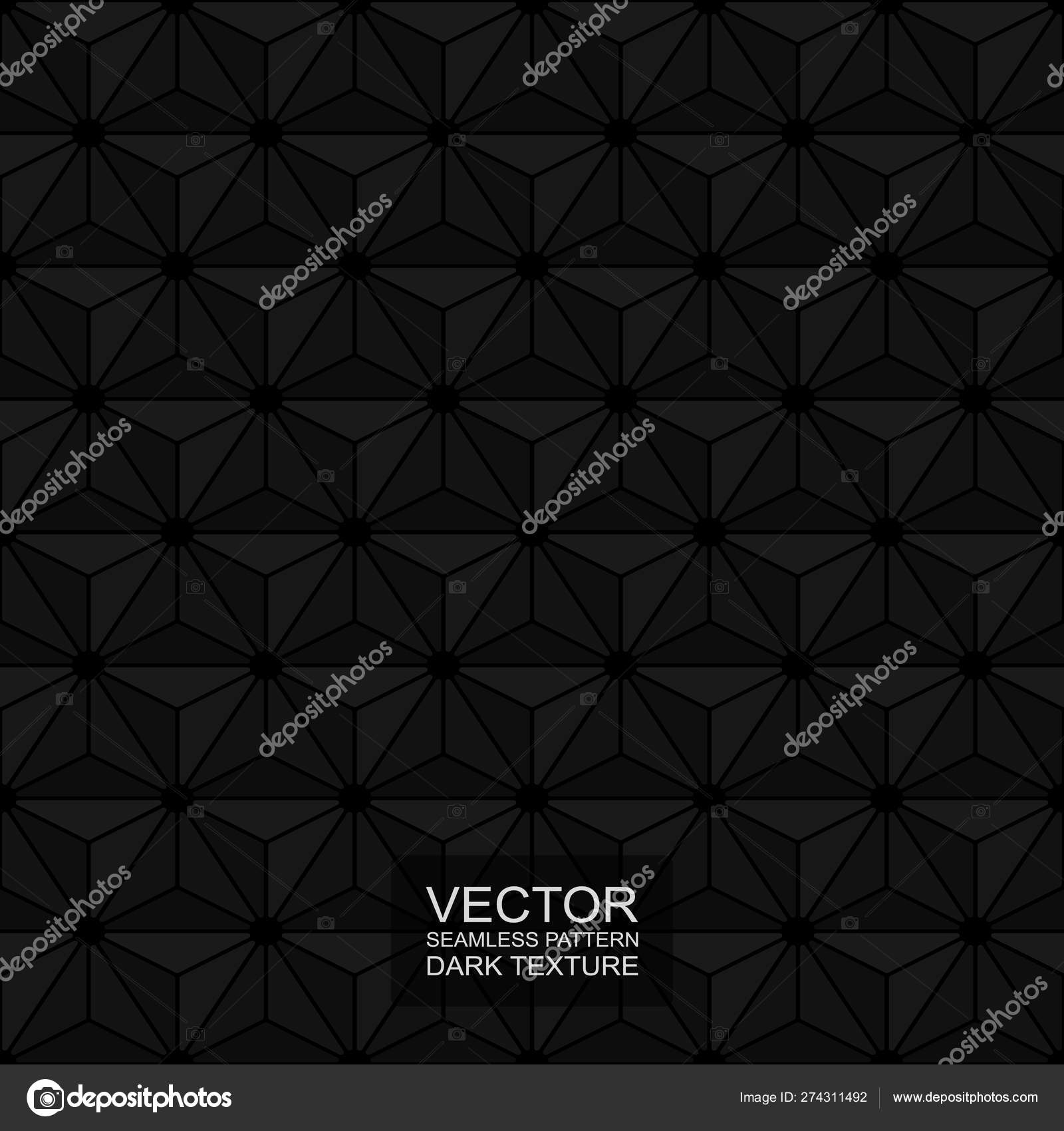 Dark seamless polygonal 3d texture - black triangular pattern. Creative ...