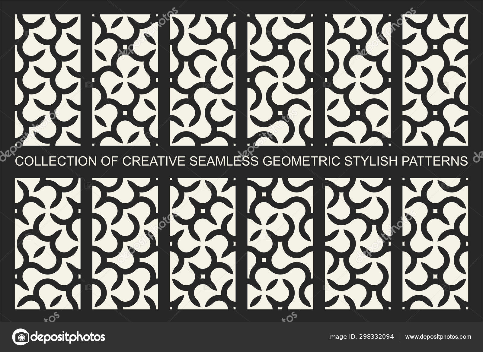 Collection of vector seamless geometric monochrome patterns. Creative ...