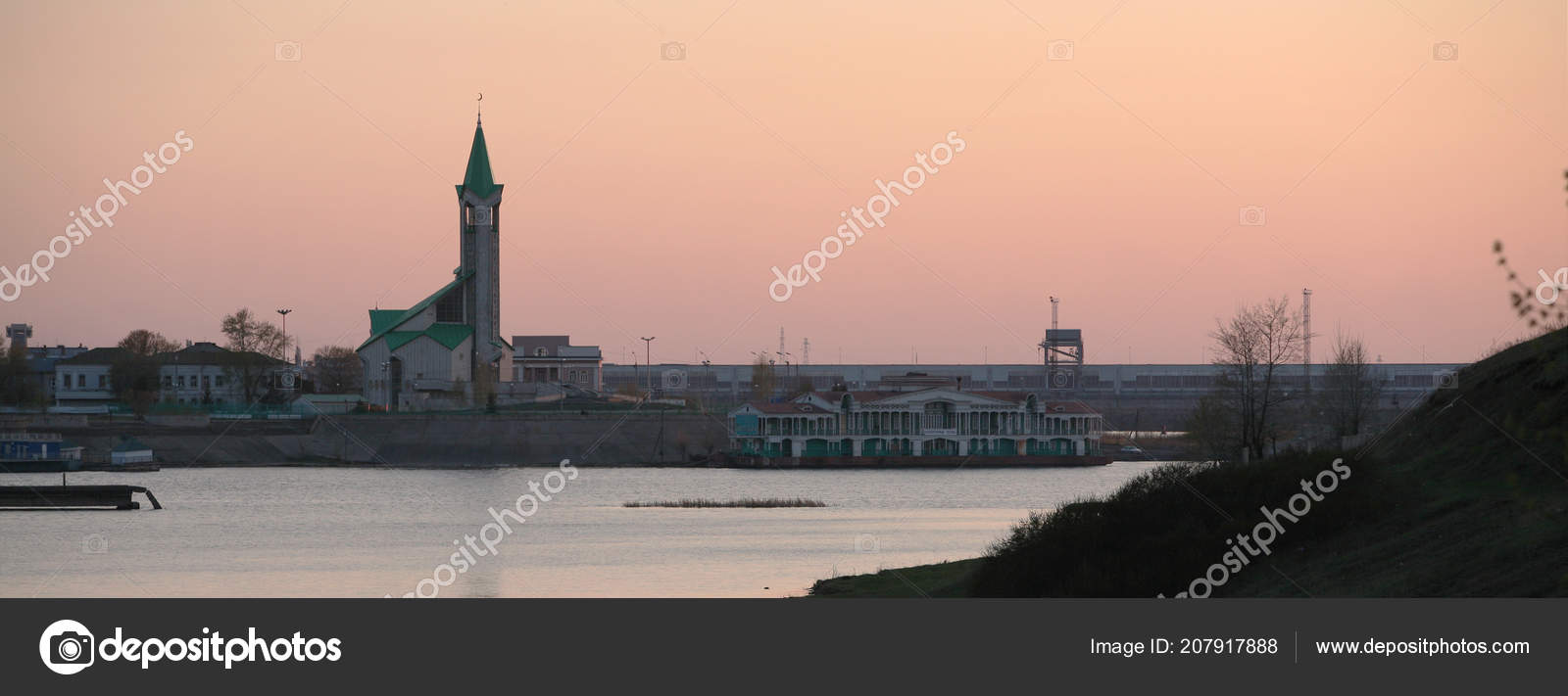 Spring Landscape Mosque River Bank Sunset Stock Photo by ©salman2 207917888