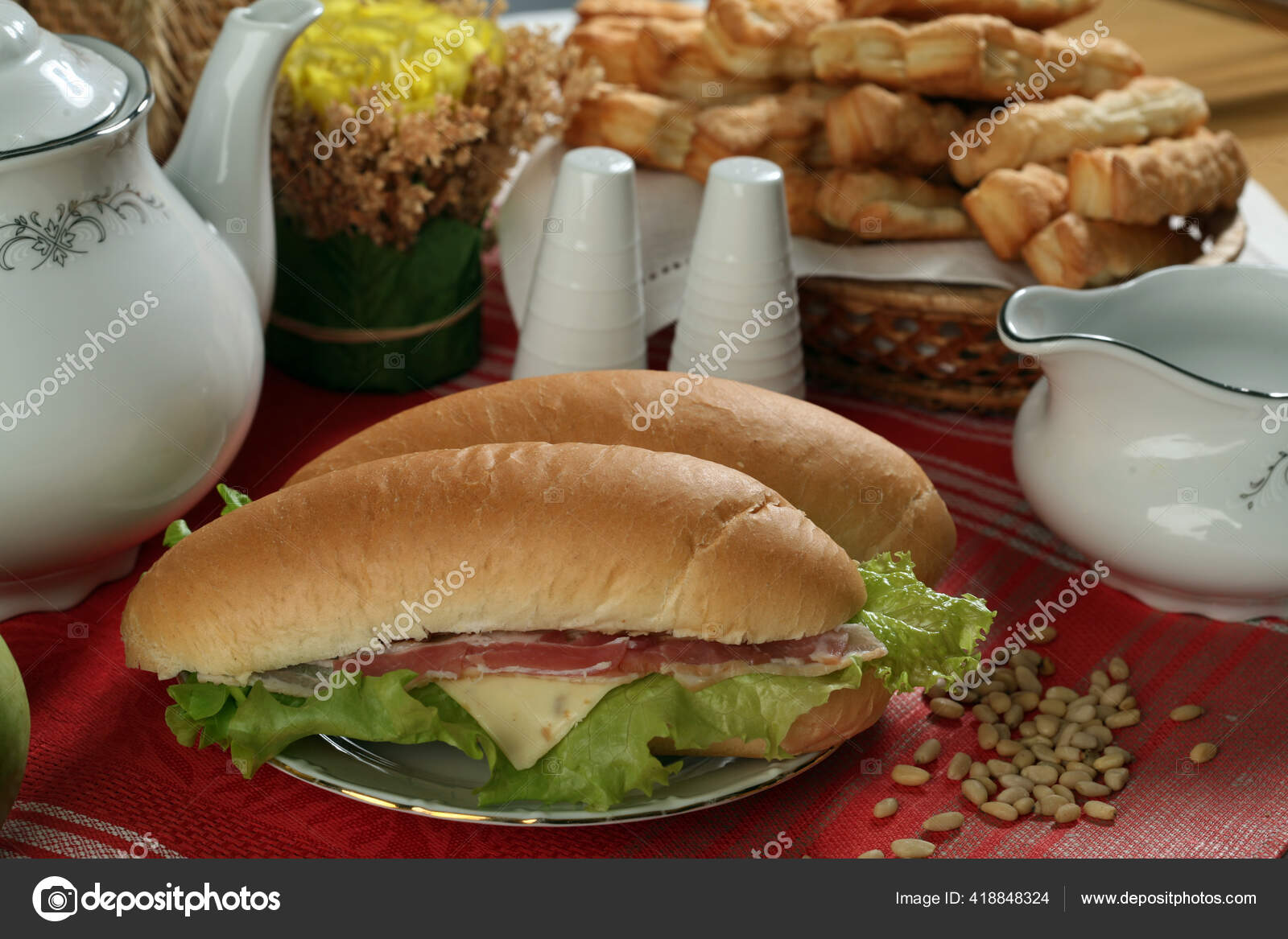 Beautiful Large Sandwich Table Bakery — Stock Photo © salman2 #418848324