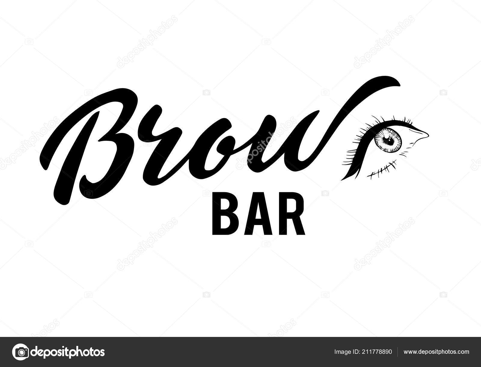 Vector Lettering Brow Bar Text Logotype Female Eyes Sketch Illustration ...