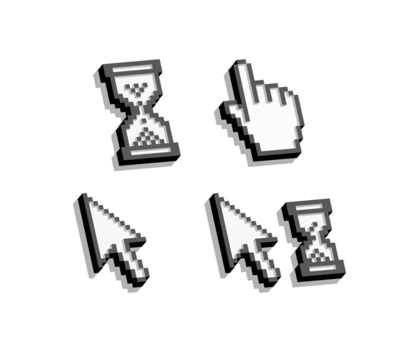 Set Isolated Pixelated Cursors Pointers Shape Arrow Hand Hour Glass ...