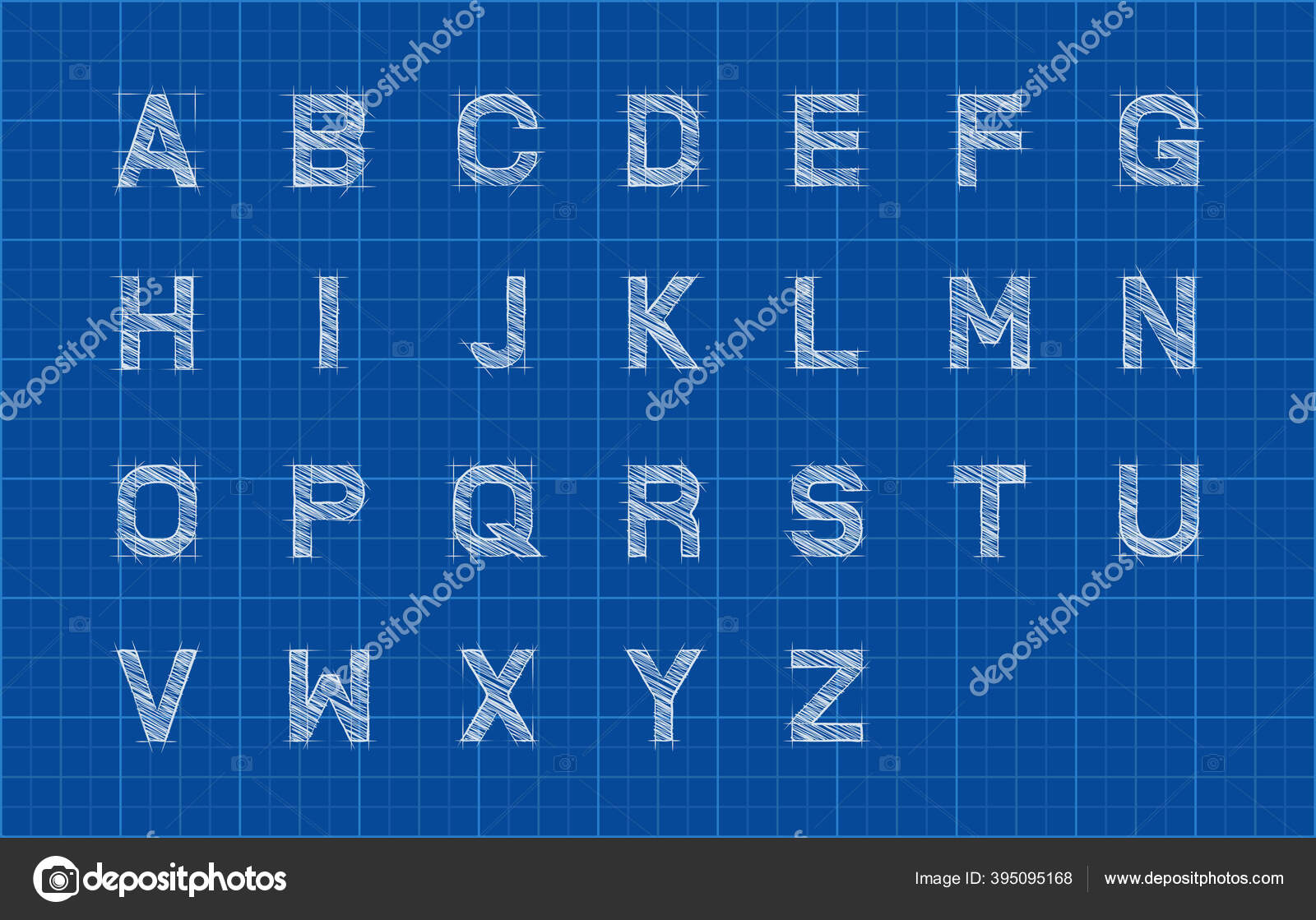 Sketch Alphabet Font Blueprint Paper Background Stock Vector by ©greyj ...