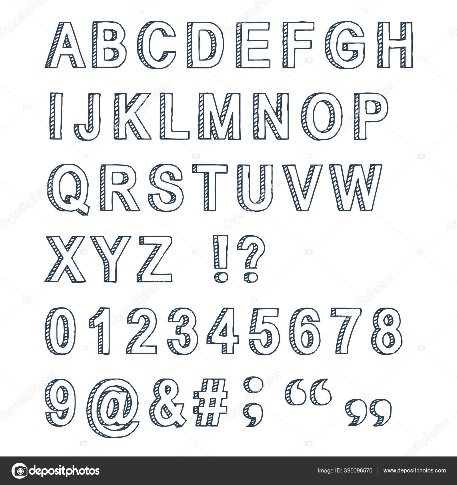 Vector Bosquejo Fuente Símbolos Vector de stock por ©greyj 395096570