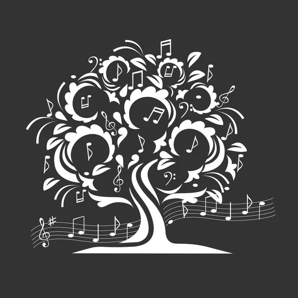 Musical Tree Curls Notes Vintage Vector Illustration ⬇ Vector Image by ...