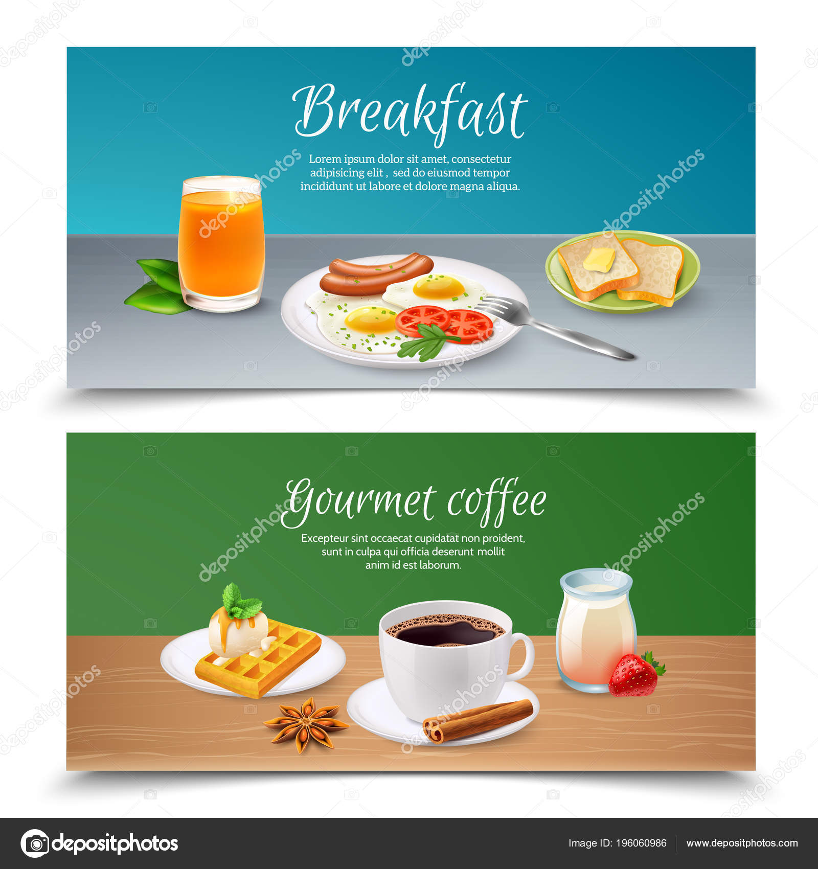 Breakfast Realistic Banners Set Stock Vector Image by ©macrovector ...