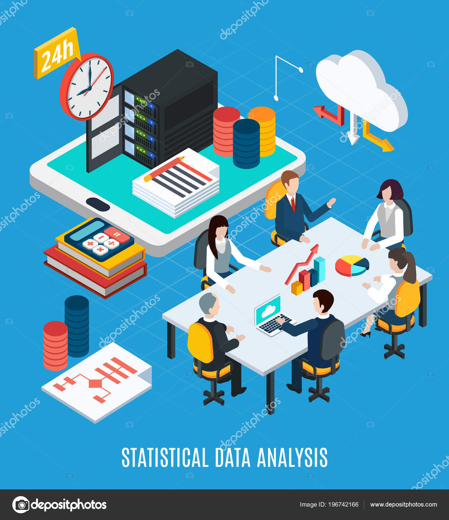Statistical Data Analysis Isometric Background Stock Vector Image by ...