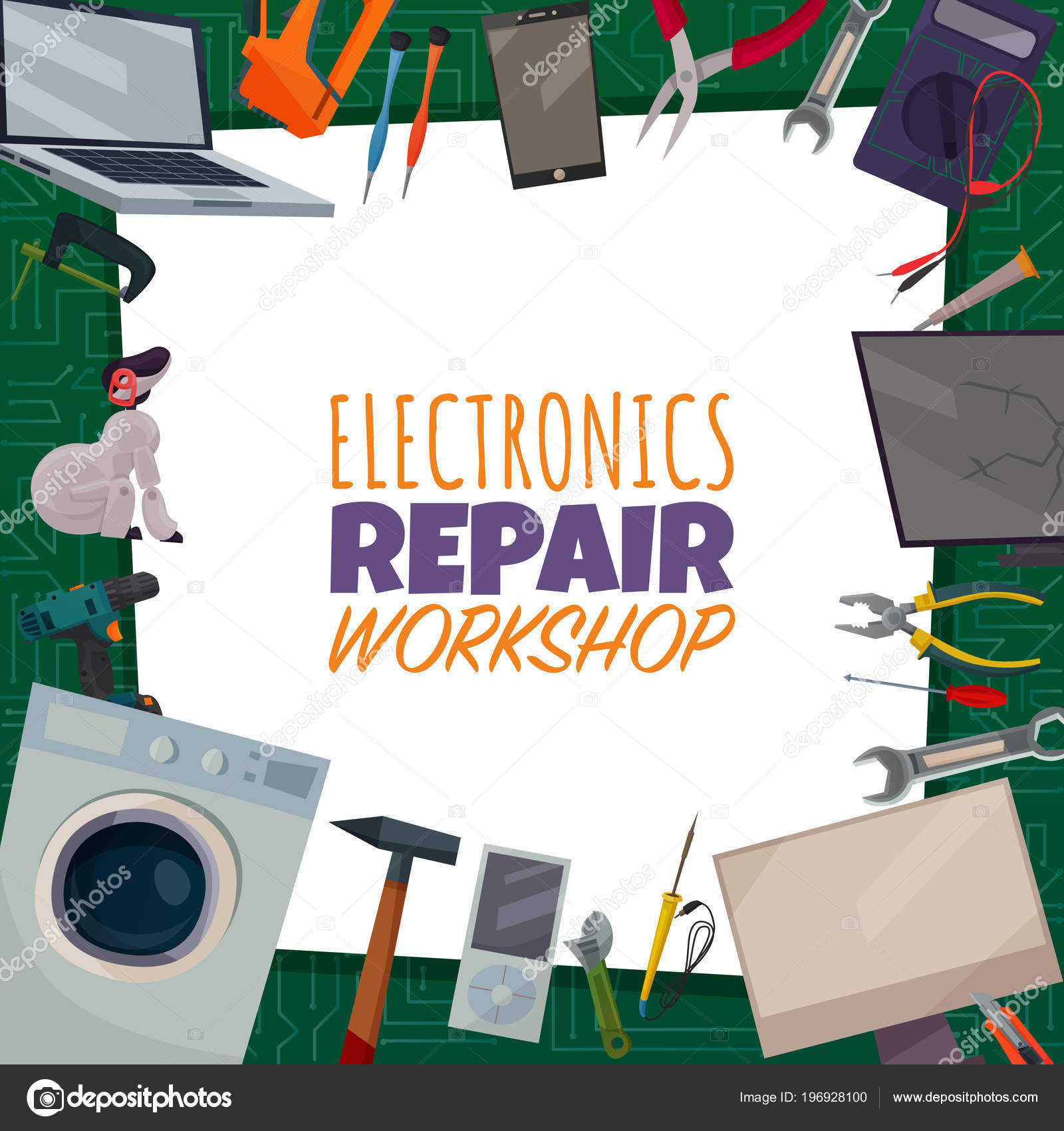 Electronics Repair Poster Stock Vector Image by ©macrovector #196928100