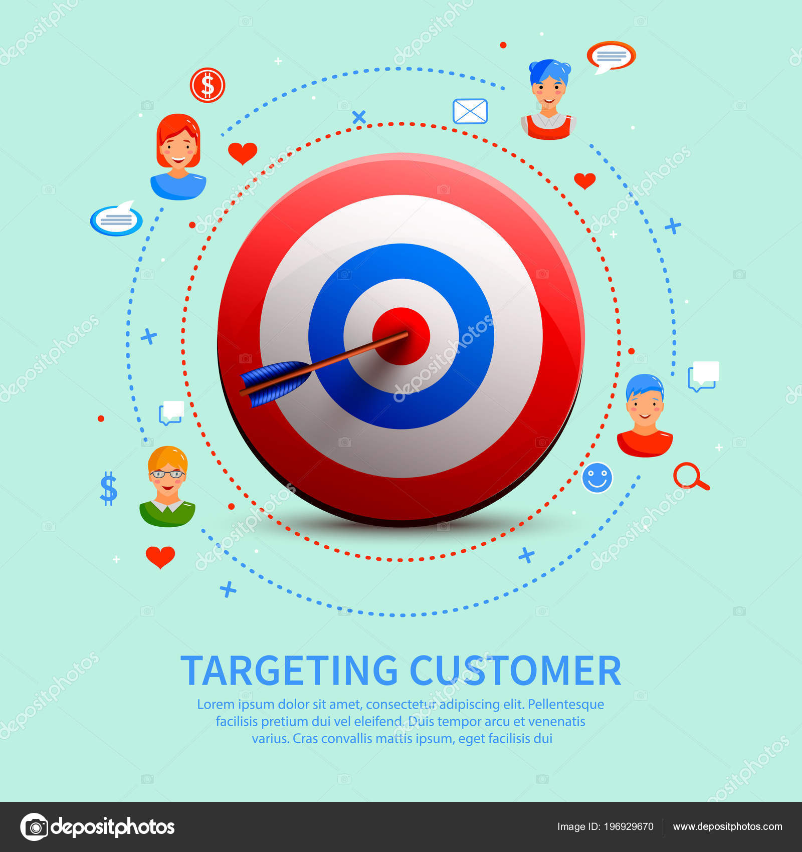 Targeting Customer Round Composition Stock Vector Image by ©macrovector ...