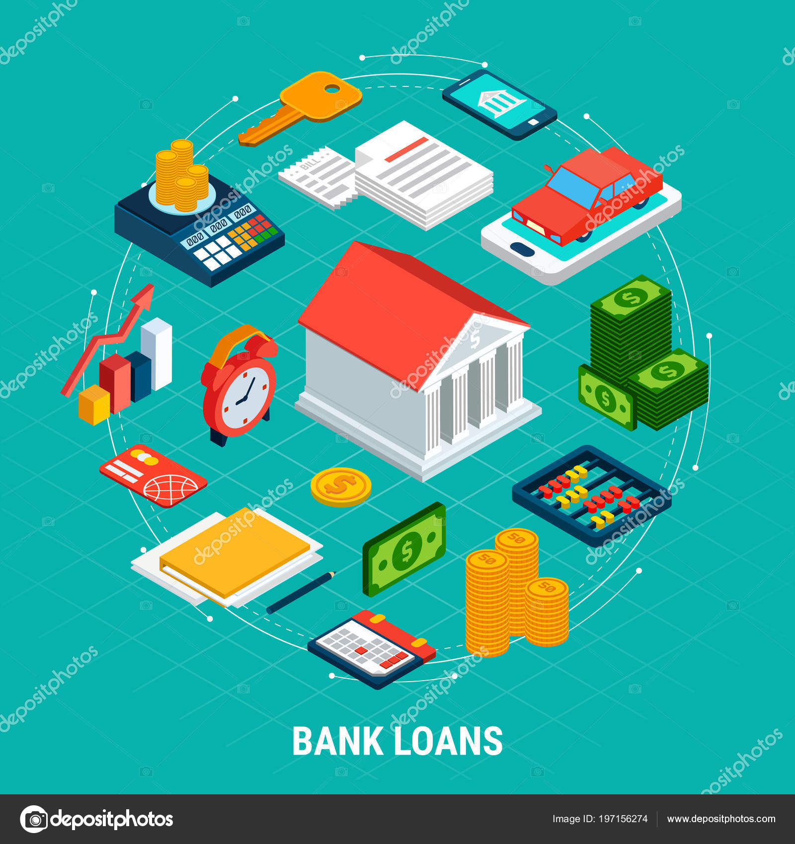 Bank Loans Round Composition Stock Vector Image by ©macrovector #197156274