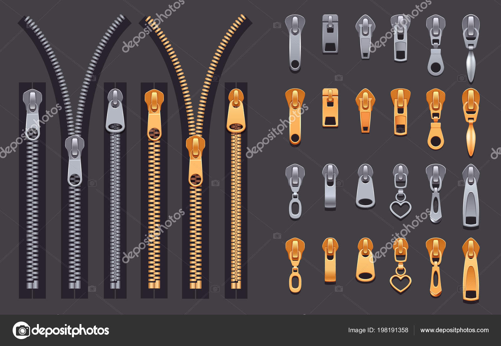Zipper Realistic Set Stock Vector Image by ©macrovector #198191358