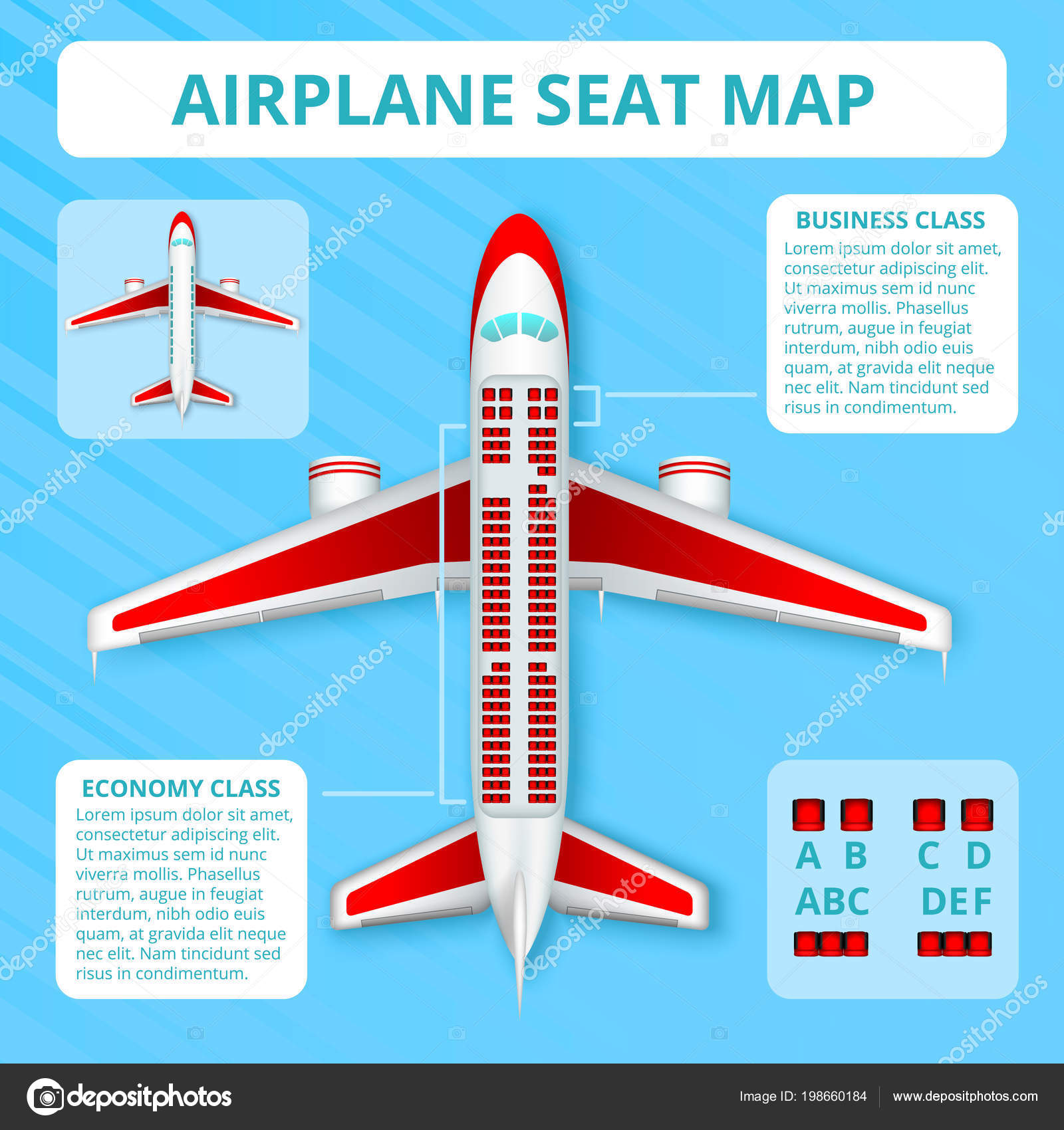 Airplane Seat Map Stock Vector Image by ©macrovector #198660184