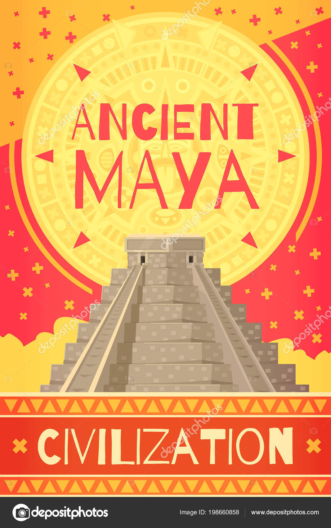 Maya Flat Poster Stock Vector Image by ©macrovector #198660858