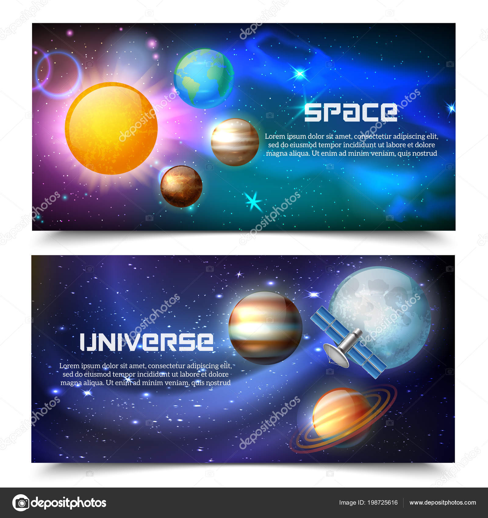 Space Universe Horizontal Banners Stock Vector Image by ©macrovector ...