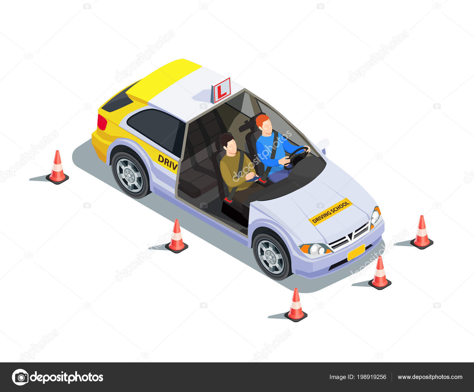Instructor Car Isometric Composition Stock Vector Image by ©macrovector ...