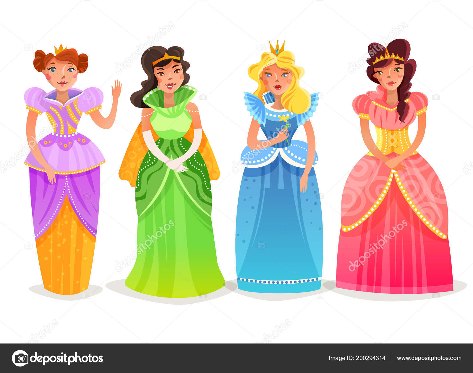 Princesses Cartoon Set Stock Illustration by ©macrovector #200294314